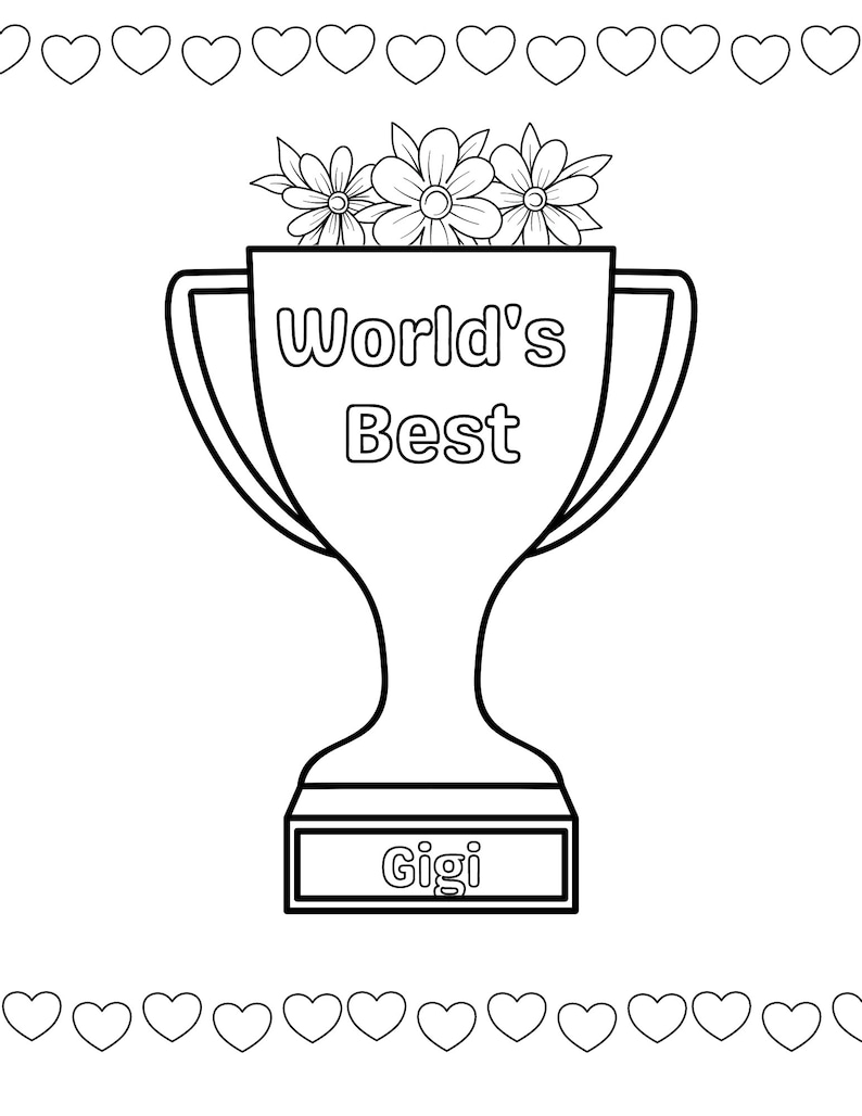Worlds Best Gigi, Coloring Page, Mothers Day, Gift for Grandma, Diy ...