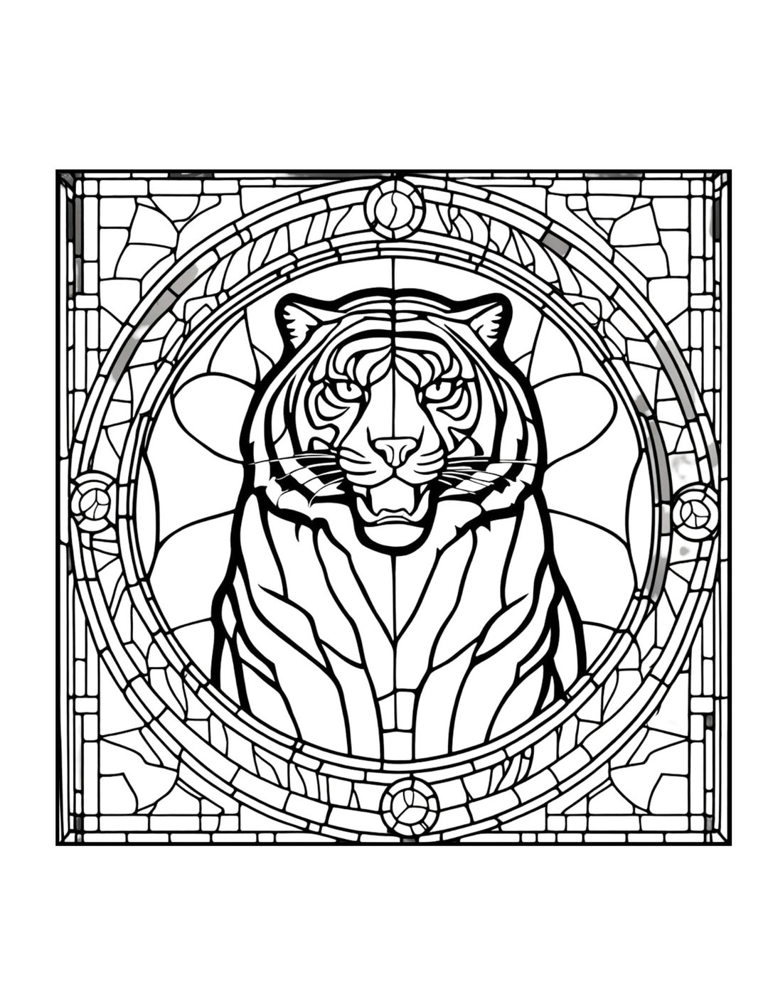 Stained Glass Tiger, Coloring Page, Adult Coloring, Teen Coloring ...