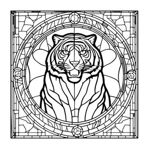 Stained Glass Tiger, Coloring Page, Adult Coloring, Teen Coloring ...