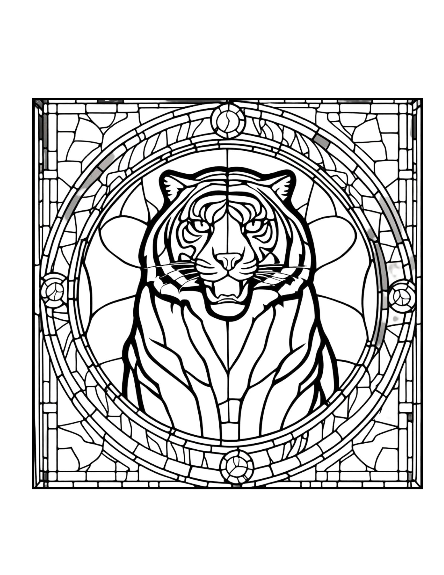 Stained Glass Tiger, Coloring Page, Adult Coloring, Teen Coloring ...