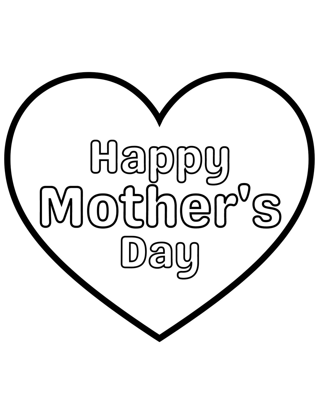 Mother's Day/ Simple Heart/ Coloring Page/ PDF/ Mothers Days/ Mothers ...