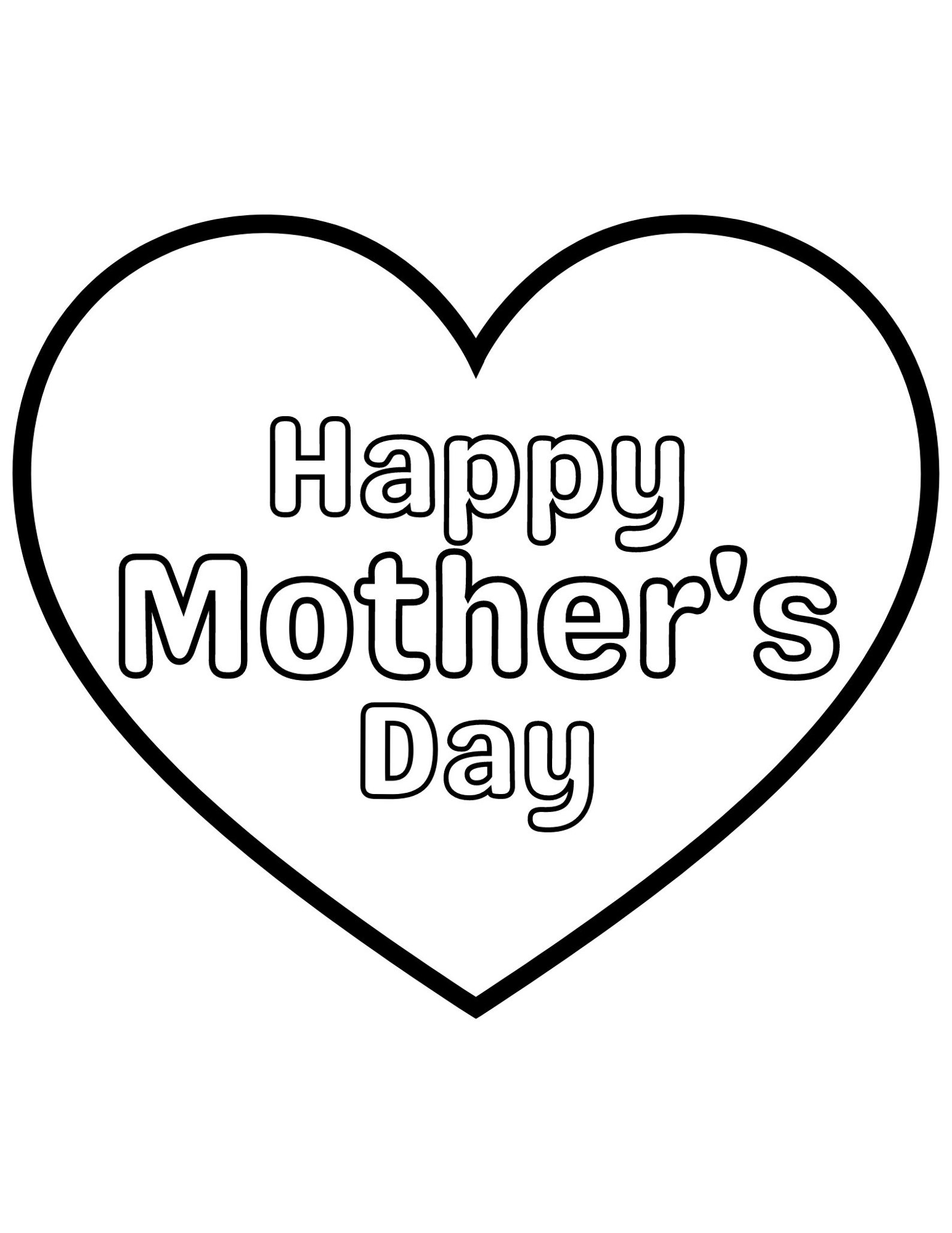 Mother's Day/ Simple Heart/ Coloring Page/ PDF/ Mothers Days/ Mothers ...