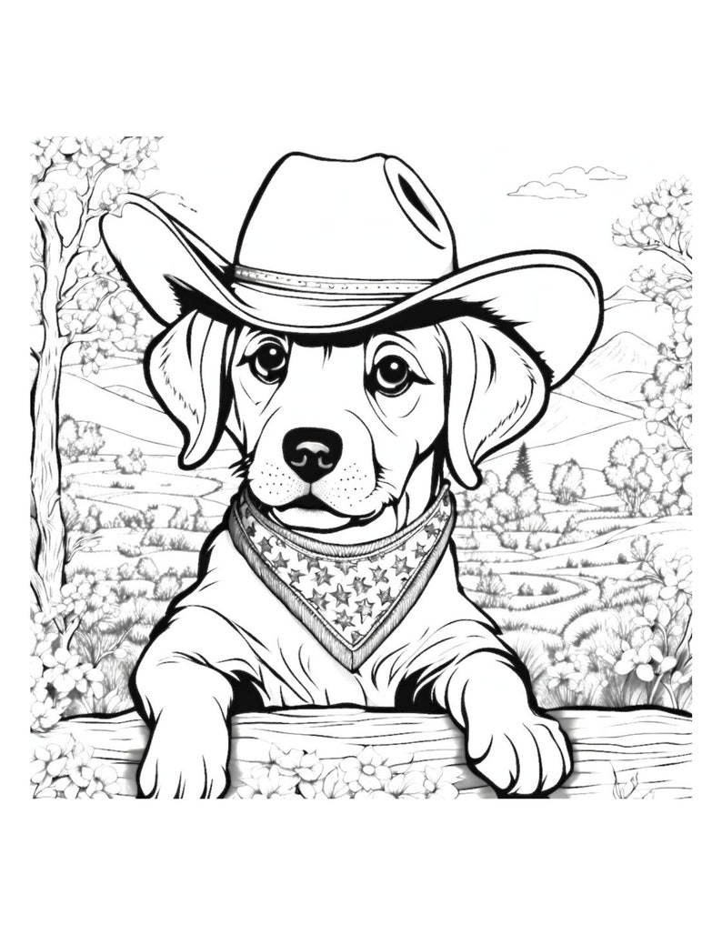 Cowboy Dog, Coloring Page, Coloring Activity, Summer Activity, Kids ...