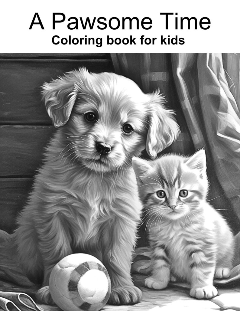 A Pawsome Time Kids Coloring Book Digital Download PDF File Cute Animals - Etsy