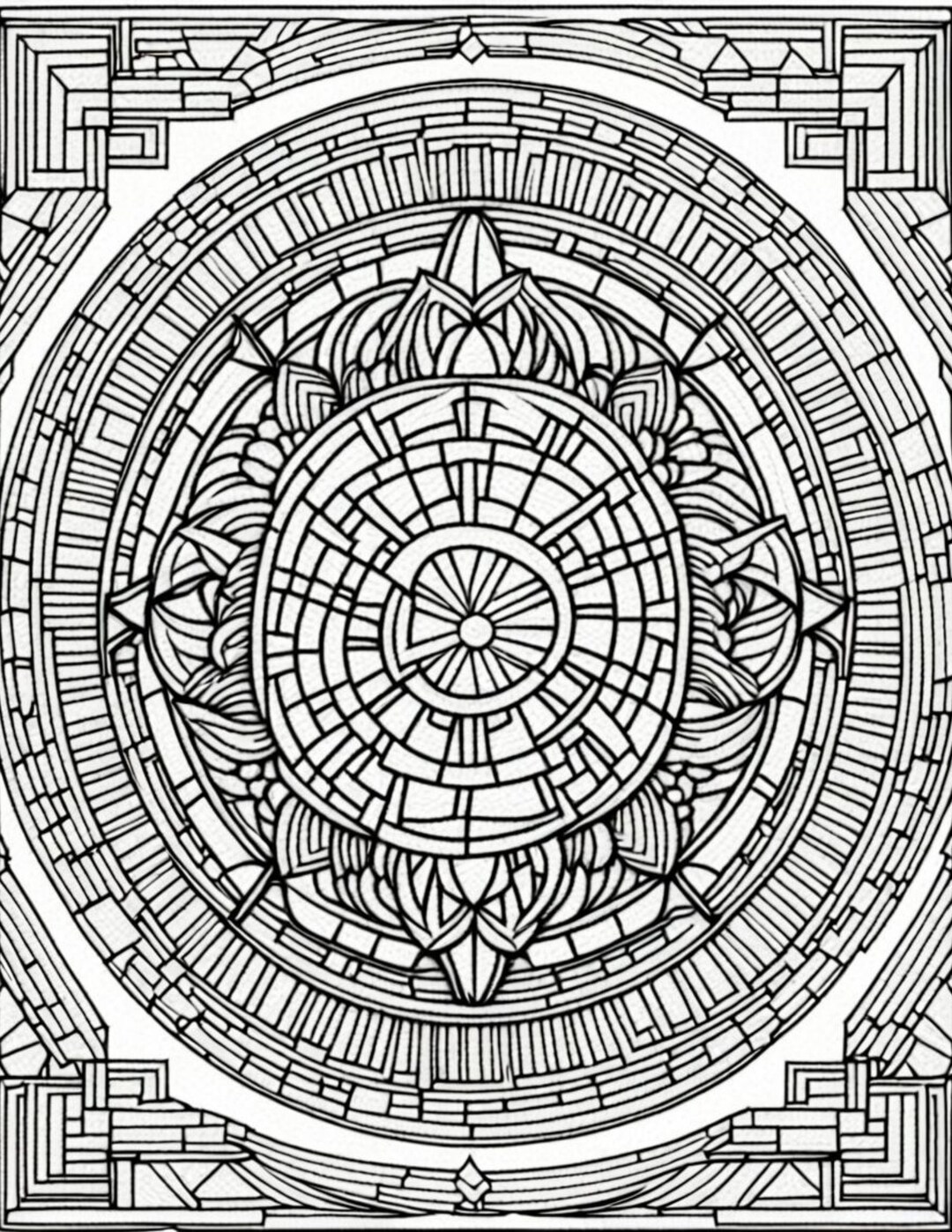 Rectangle Mandala, Mandala Coloring Page, Adult Coloring Page, Adult ...