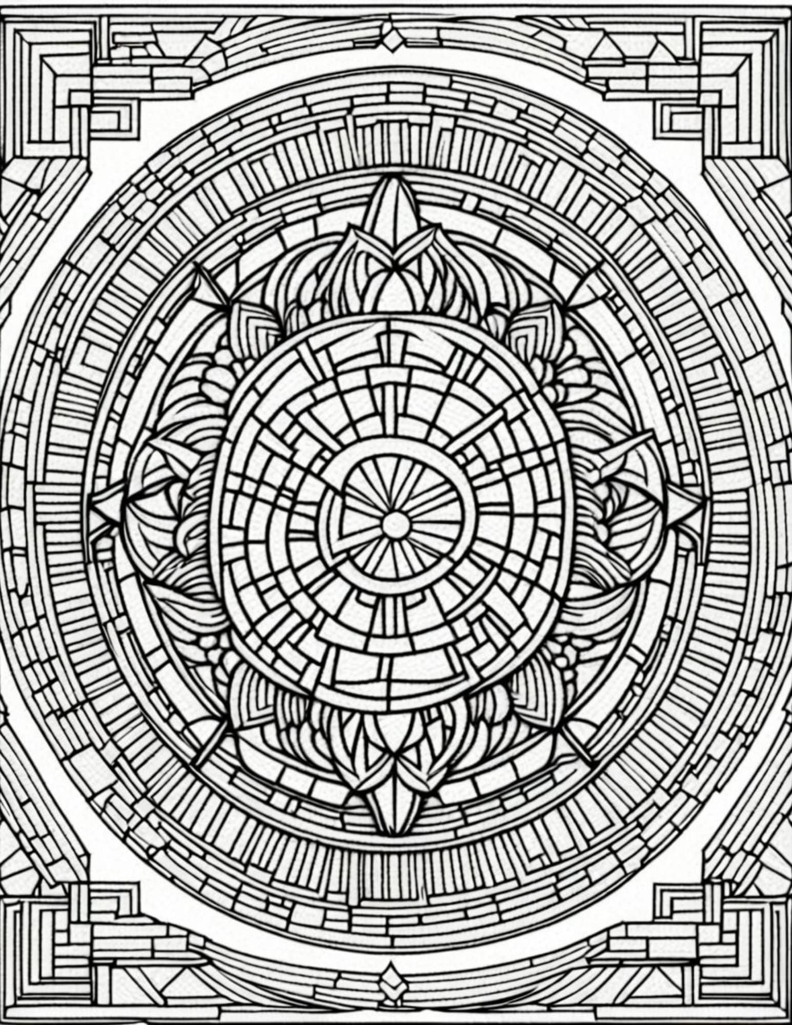 Rectangle Mandala, Mandala Coloring Page, Adult Coloring Page, Adult ...