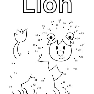 Dot to Dot Lion, Kids Tracing Activity, Coloring Page, Tracing Practice ...
