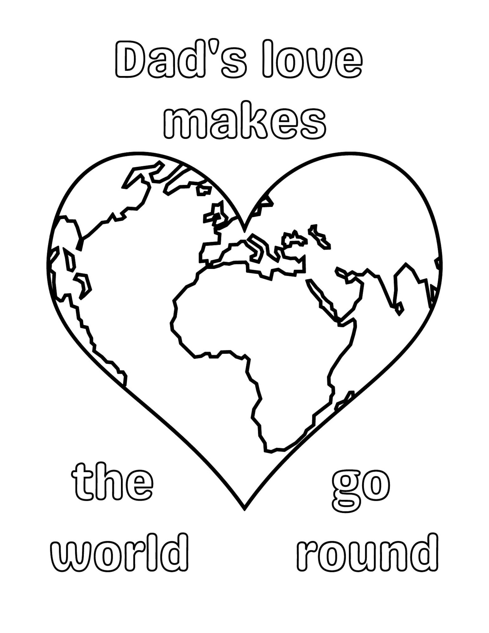 Dads World Coloring Page, Coloring Page, Fathers Day, Diy Gift for Dad ...