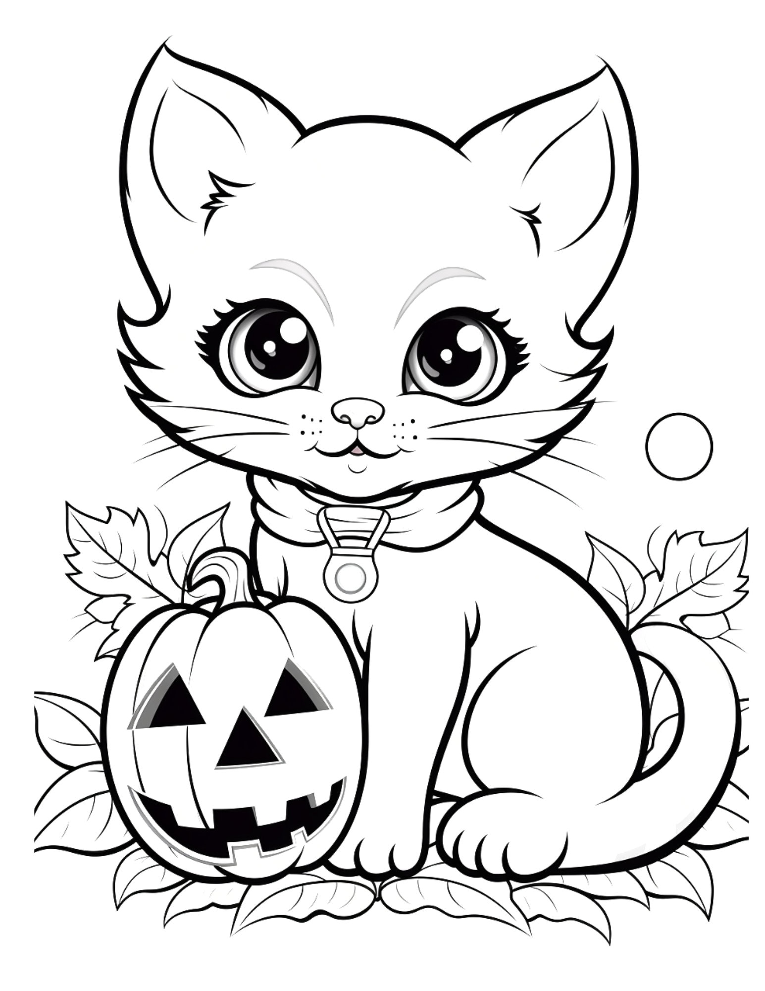 Halloween Coloring Page, Cat Coloring Page, Easy Coloring, Kids ...