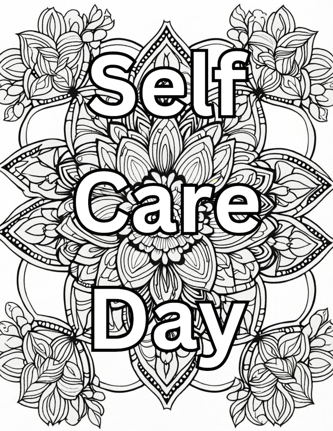 Self Care Day, Mental Health Coloring, Relaxing, Stress Relief, Teen ...