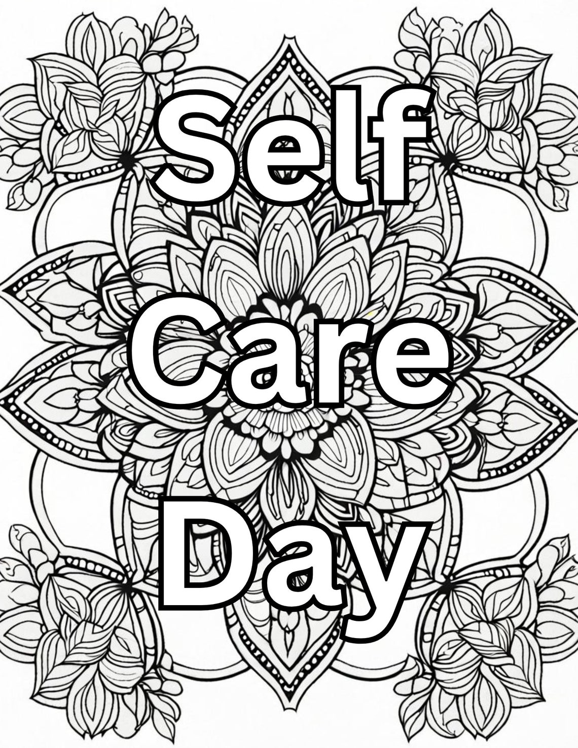 Self Care Day, Mental Health Coloring, Relaxing, Stress Relief, Teen ...