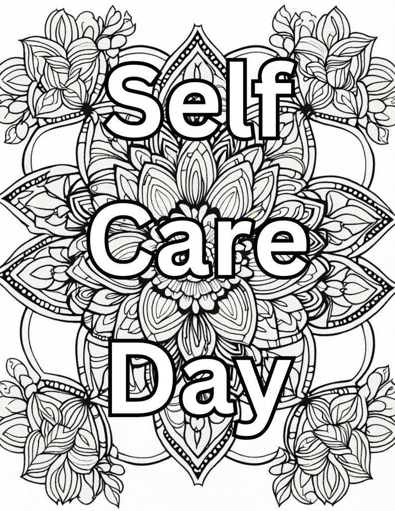 Self Care Day, Mental Health Coloring, Relaxing, Stress Relief, Teen ...