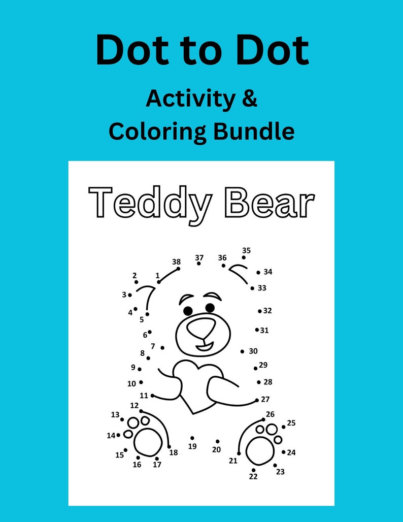 Dot to Dot Picture Bundle, Kids Activity Book, Kids Coloring Book, Dot ...