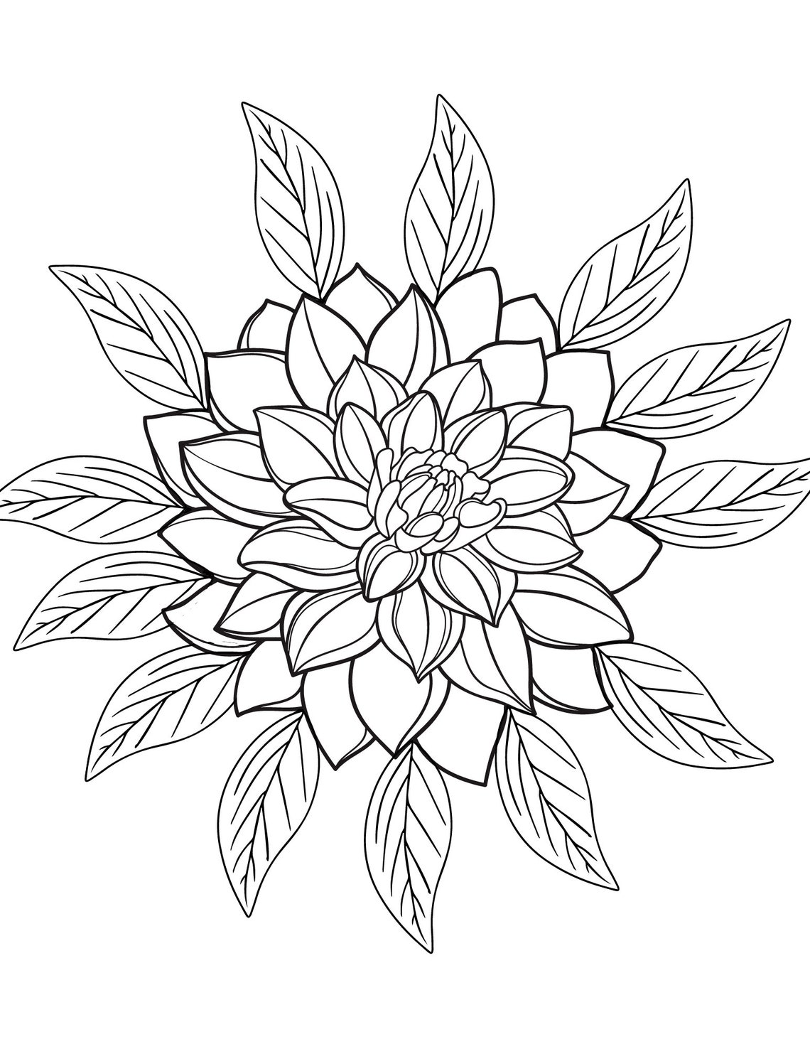 Relaxing Flower Coloring Page, Coloring Page, Adult Coloring Page ...