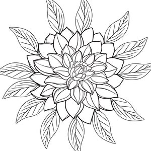 Relaxing Flower Coloring Page, Coloring Page, Adult Coloring Page ...