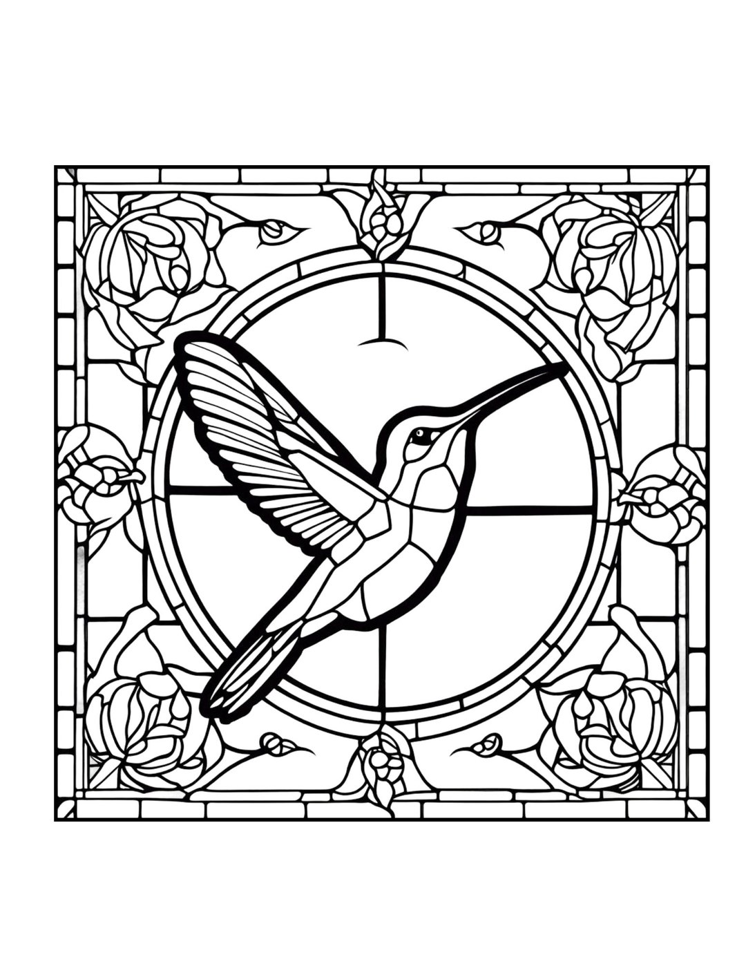 Stained Glass Bird, Coloring Page, Animal Coloring Page, Stained Glass ...