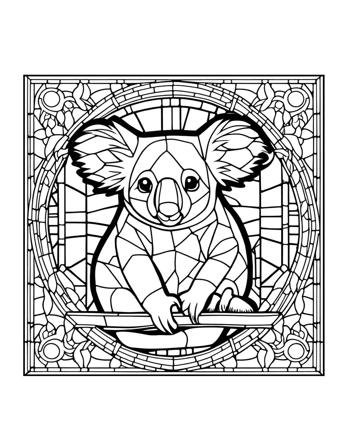 Stained Glass Koala, Coloring Page, Adult Coloring, Teen Coloring ...
