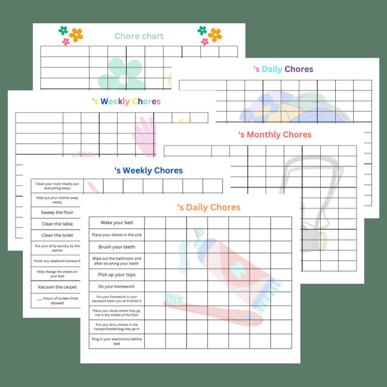 Printable Chore Chart for Kids, Kids Chore Chart, Responsibility Chart ...