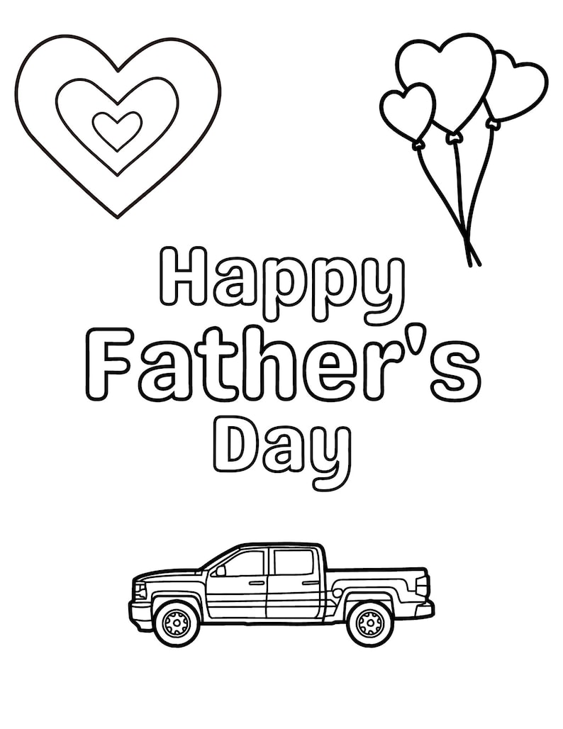 Happy Father's Day Coloring Page, Coloring Page, Fathers Day, Diy Gift ...