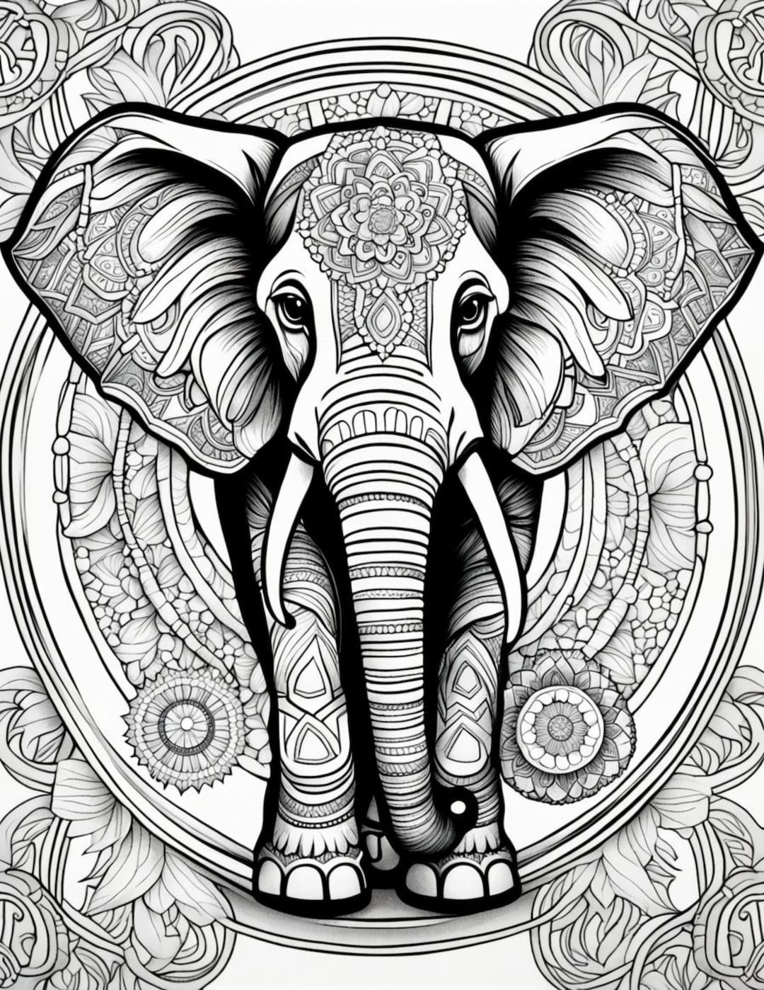 Mandala Elephant, Elephant Coloring Page, Mandala Coloring Page, Animal ...