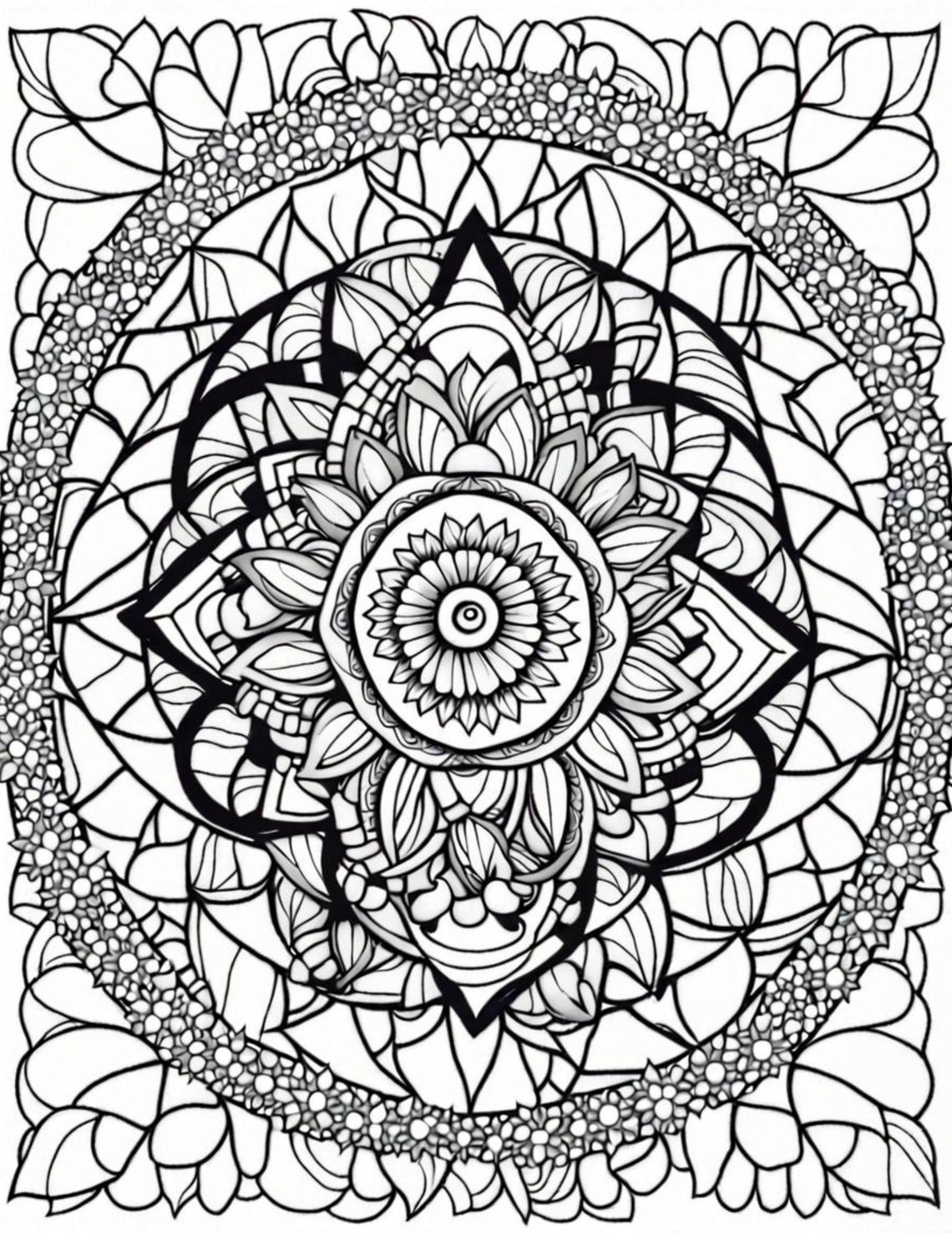 Flower Mandala 2, Adult Coloring Page, Intricate Design, Coloring Page ...