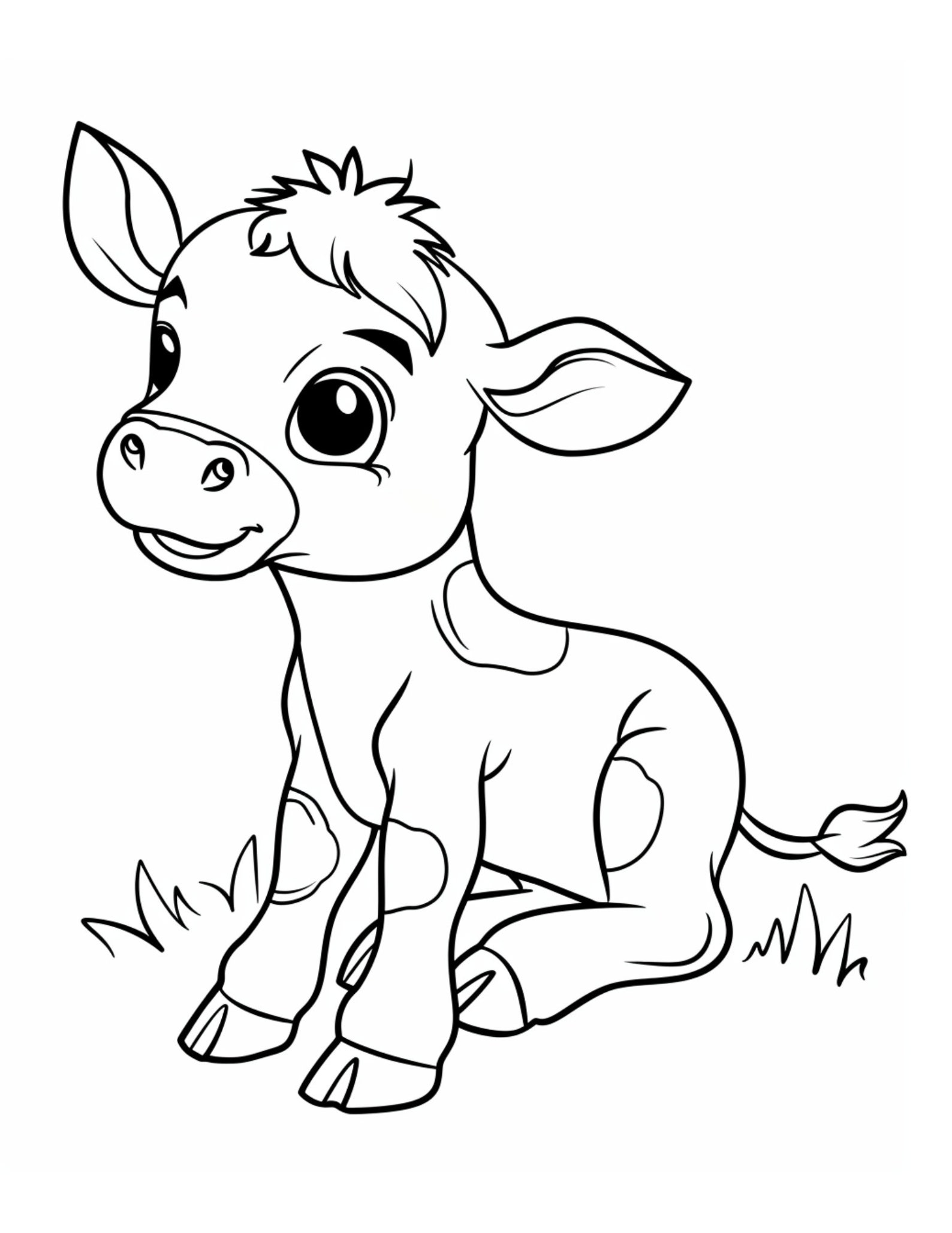 Cute Baby Cow, Coloring Page, Kids Coloring Page, Kids Activity, Summer ...