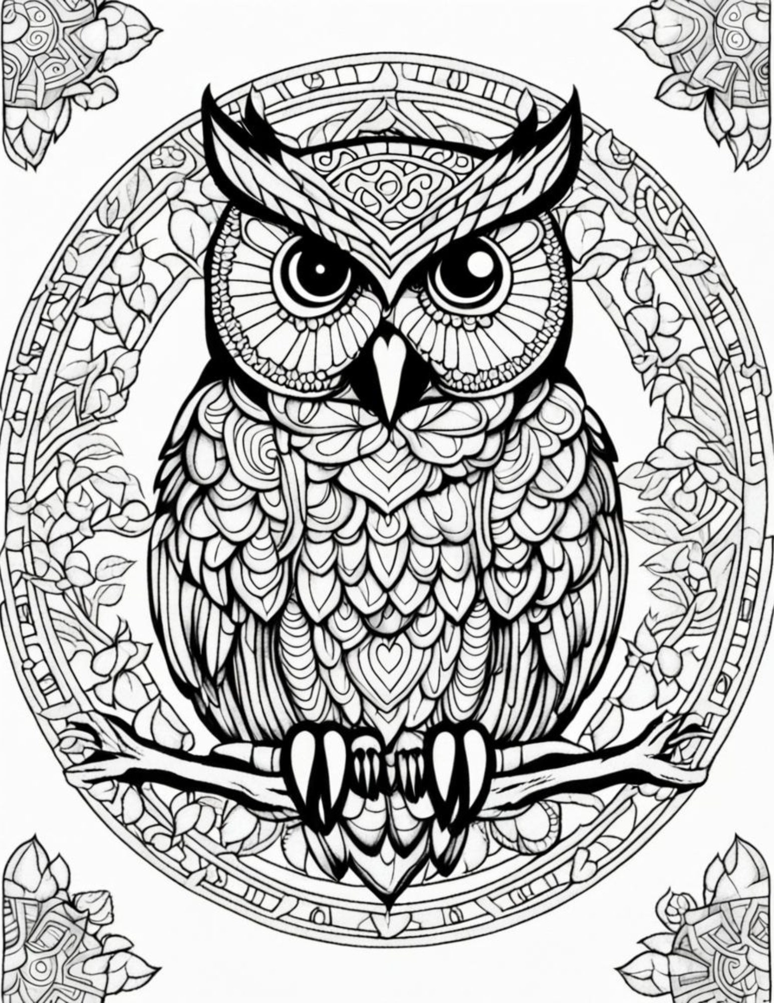 Mandala Owl, Adult Coloring Page, Coloring Page, Teen Coloring Page ...