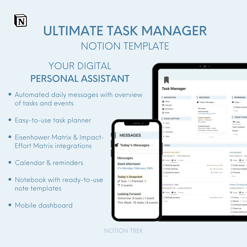 Ultimate Task Manager Notion Template — Your Digital Personal Assistant ...