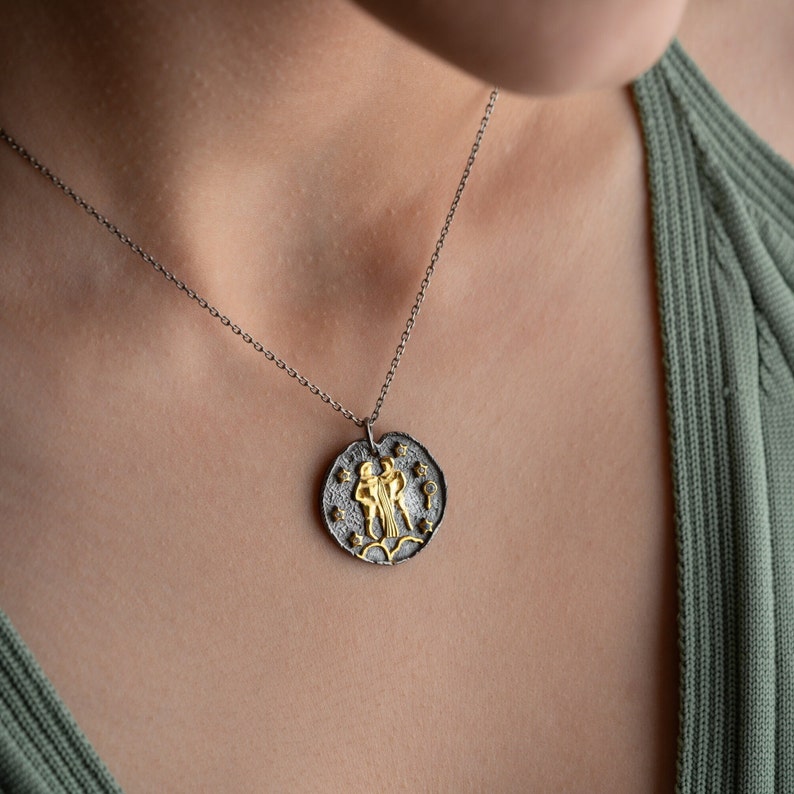 Gemini Zodiac Necklace 925 Sterling Silver Astrological Pendant ...