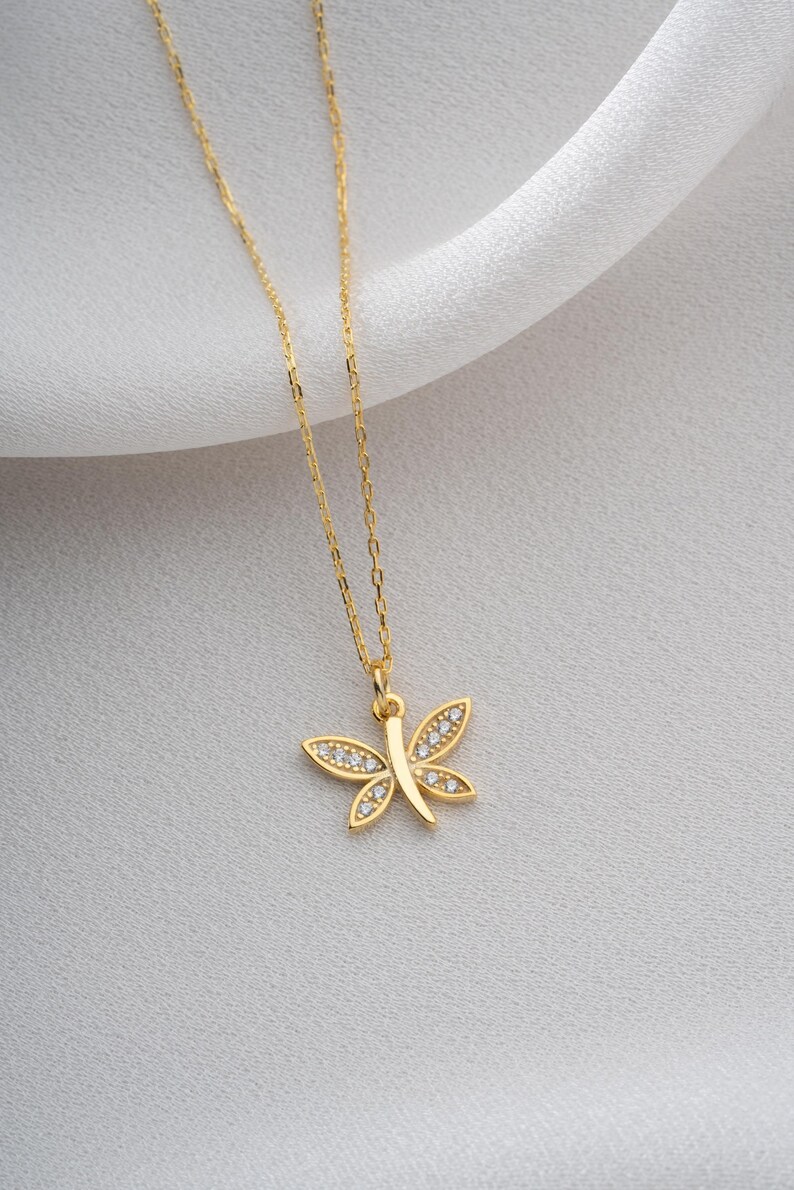 Dragonfly Necklace in 925 Sterling Silver, Zircon Dragonfly Pendant ...