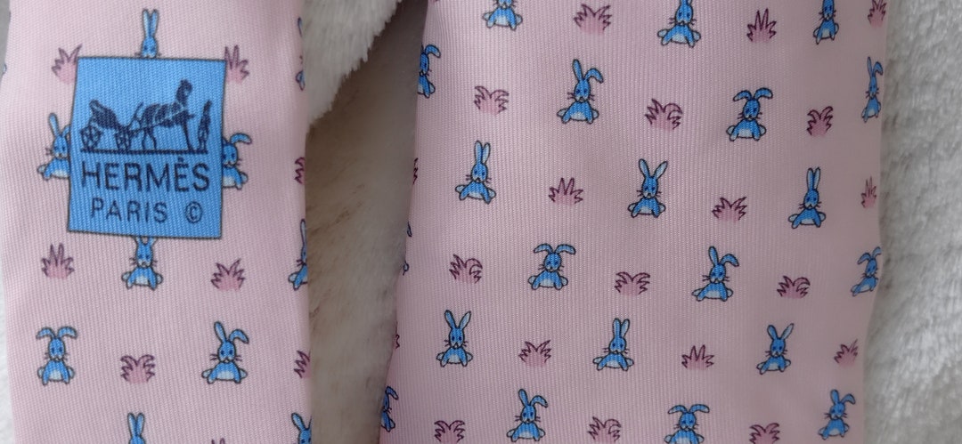 Hermes Men's Silk Tie Whimsical Rabbits Pattern 5243 Pink - Etsy