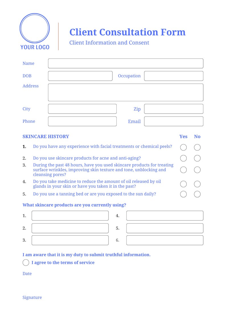 Client Consultation Form - Etsy