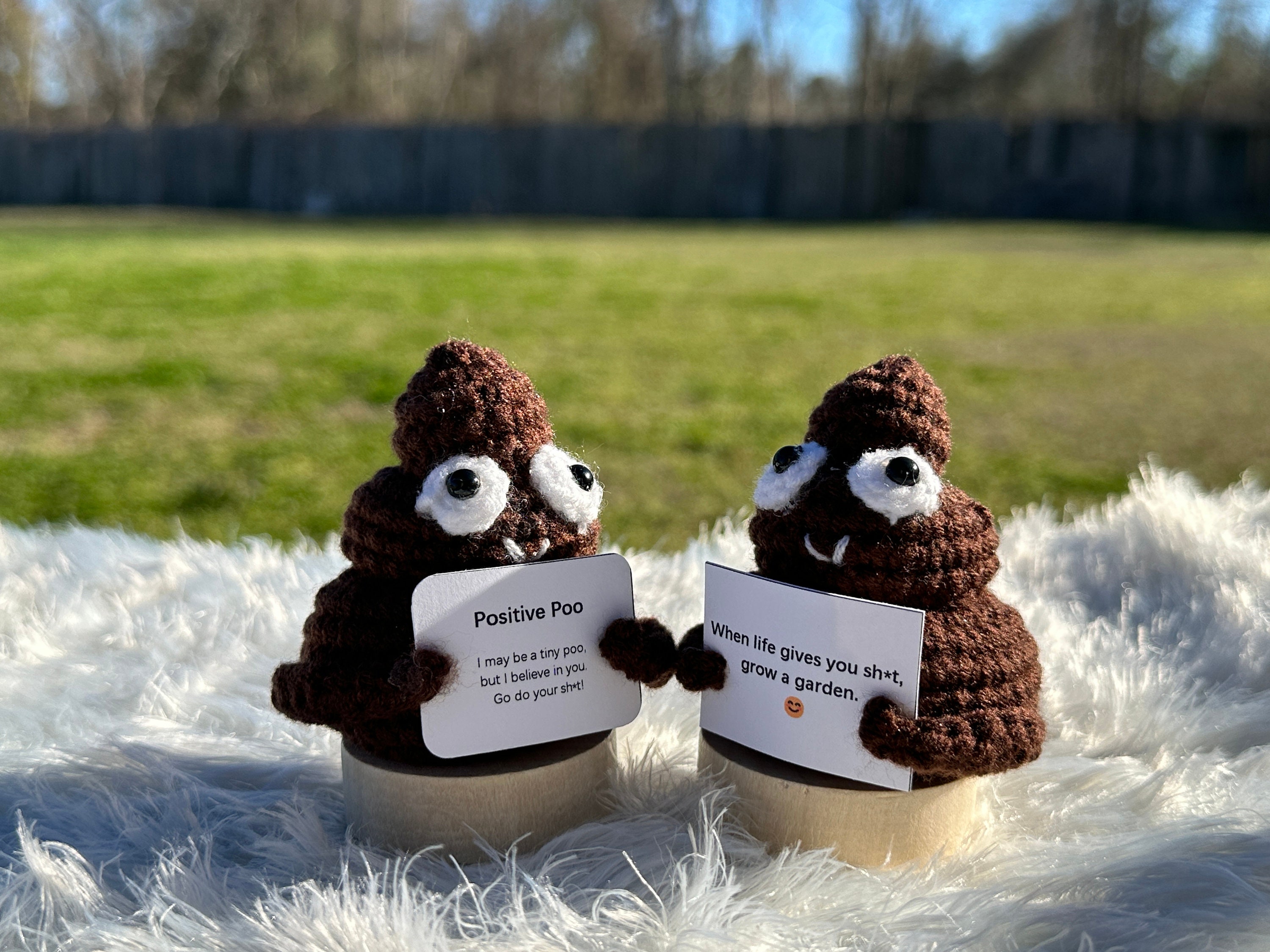 Handmade Crochet Poop Emoji With Positive Quotes, Emotional Support Poo ...