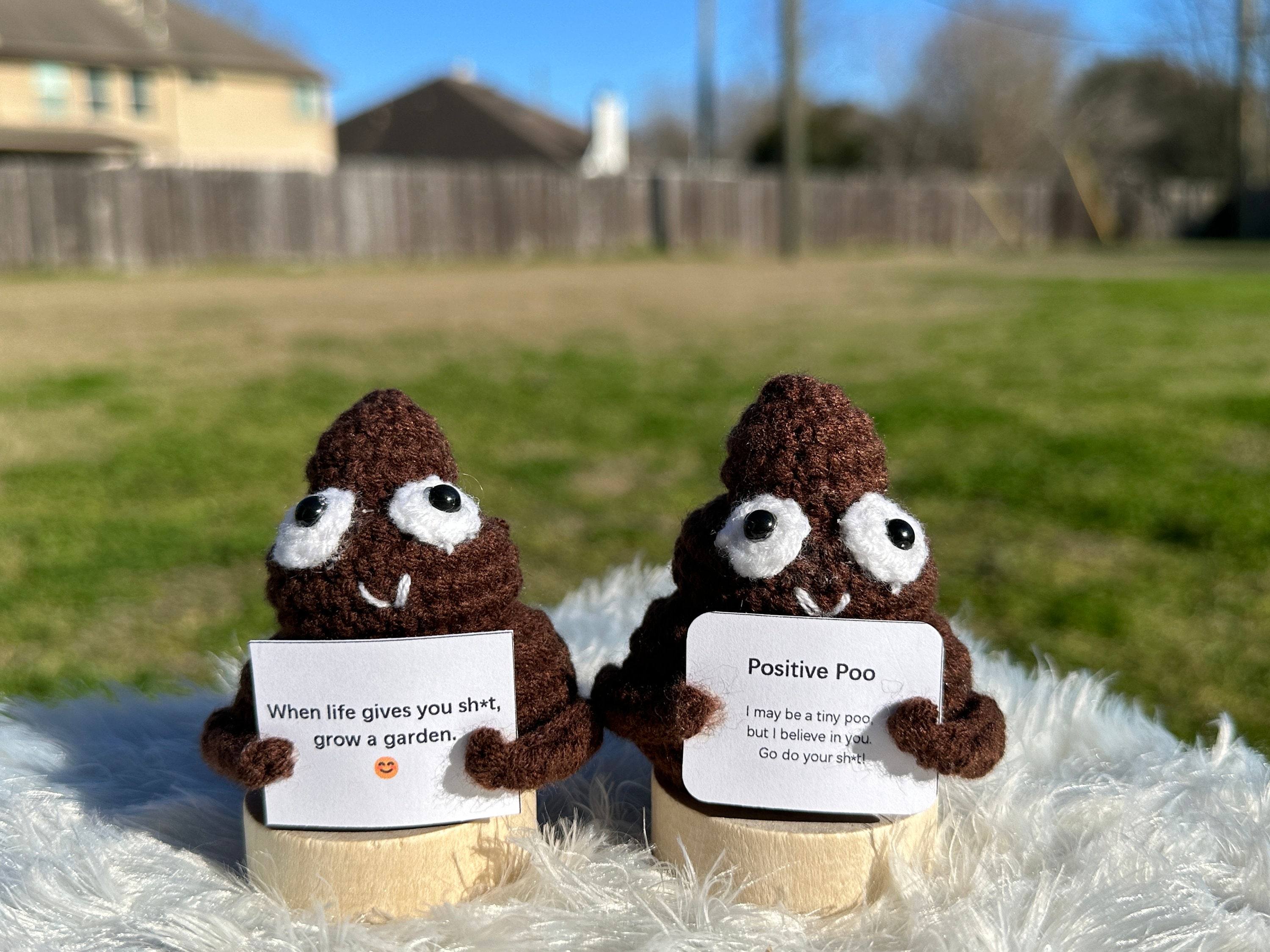 Handmade Crochet Poop Emoji With Positive Quotes, Emotional Support Poo ...