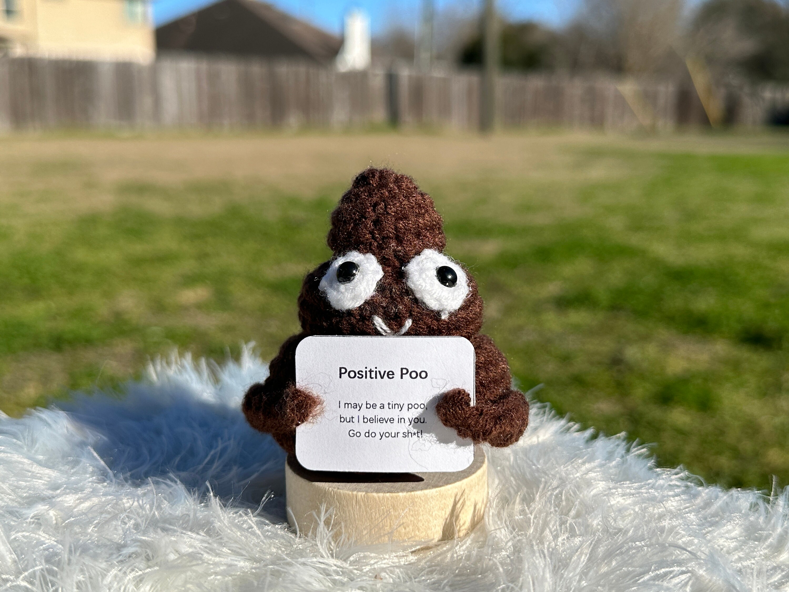 Handmade Crochet Poop Emoji With Positive Quotes, Emotional Support Poo ...