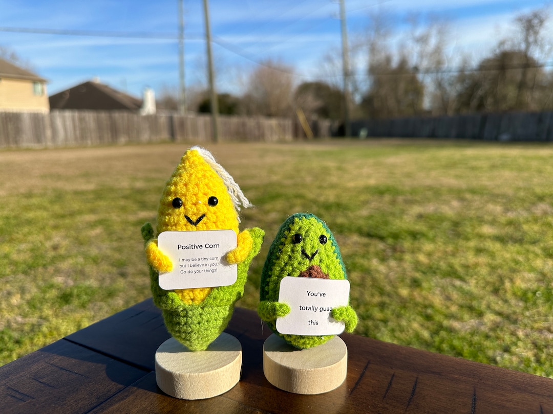 2PCS Personalizable Handmade Crochet Positive Corn+you've Got This ...