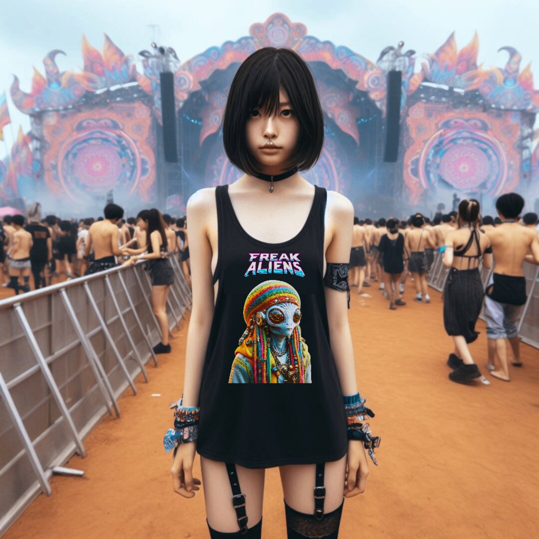 Cyberpunk Tank Top, UFO, Aliens, Robots, Sci-fi, Anime ...