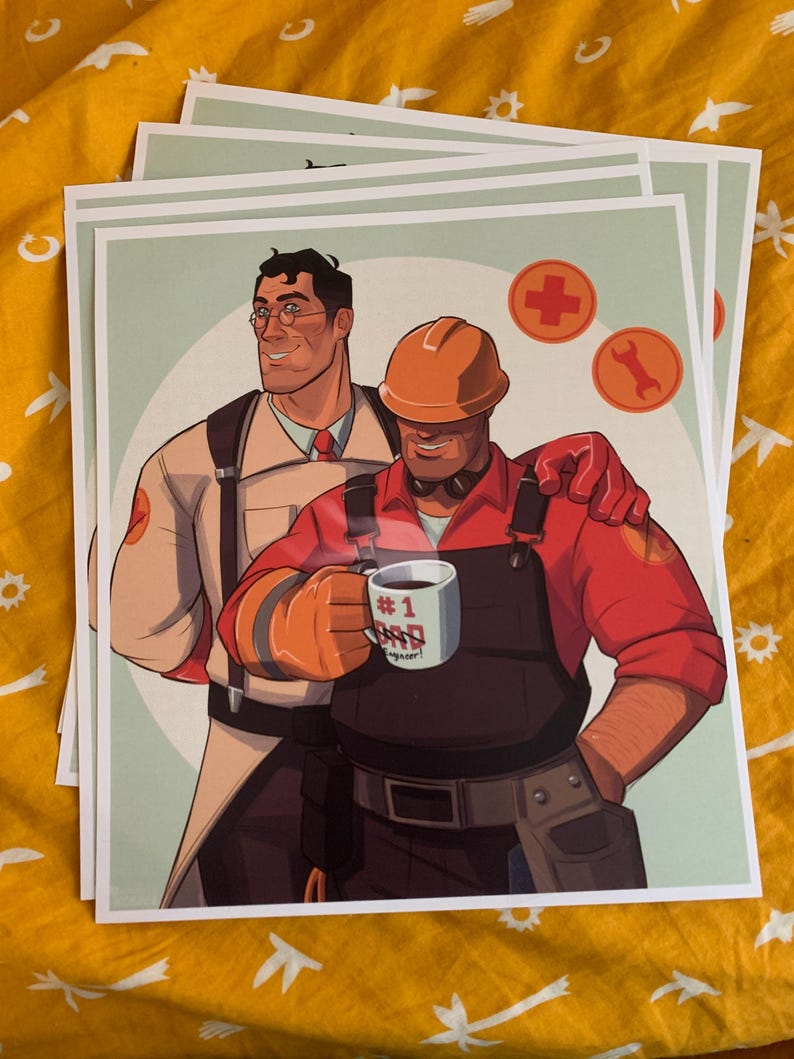 Engineer and Medic-tf2 ORIGINAL ART PRINT 8.5x9.5 - Etsy