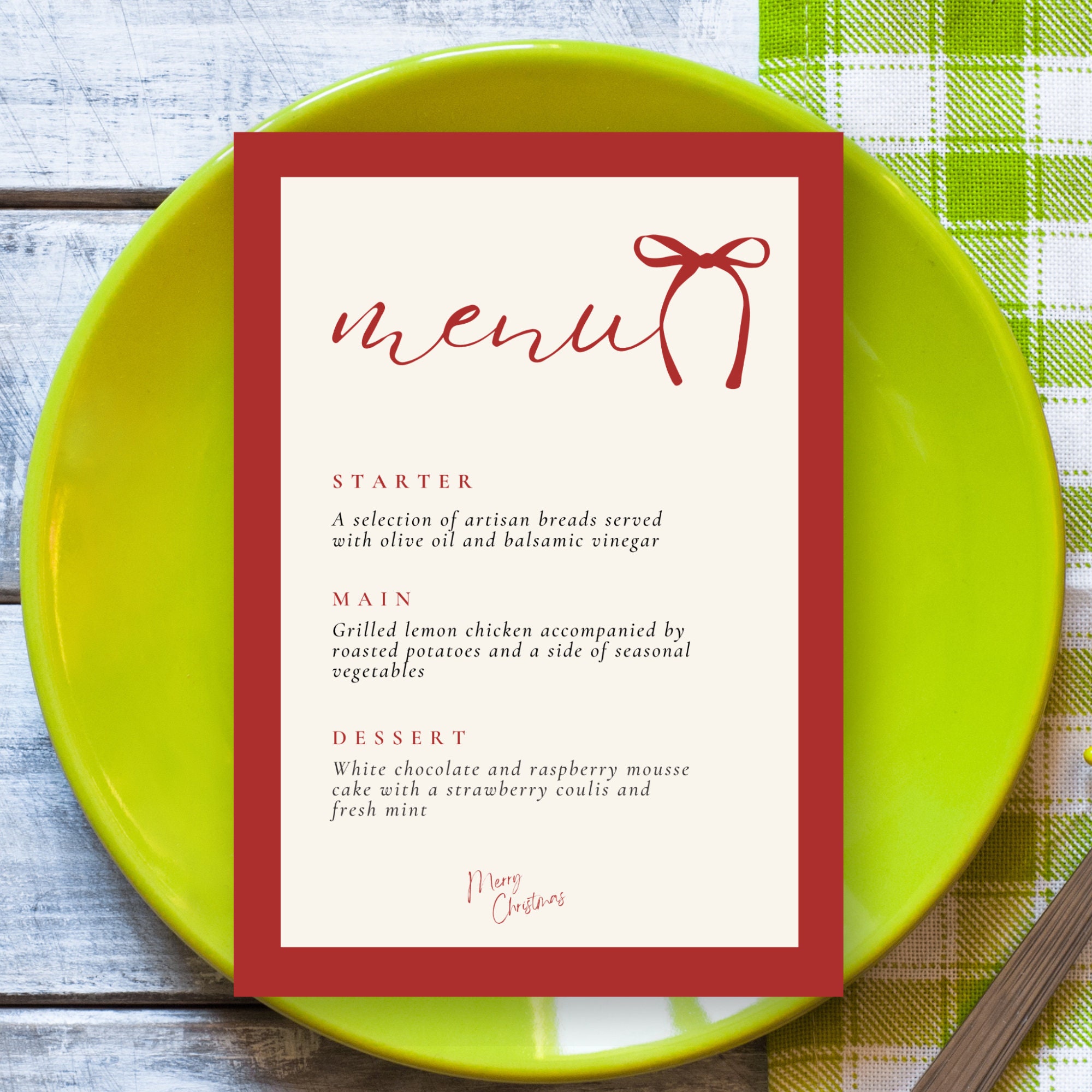 Girly Menu Template, Menu Template in Canva, Bow Menu, Dinner Party ...