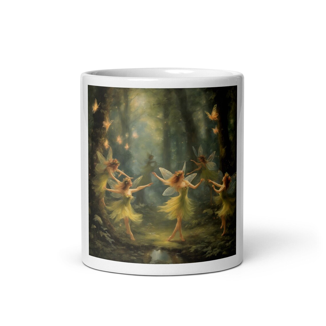 White Glossy Mug - Fairies Dancing the the Forest - Etsy