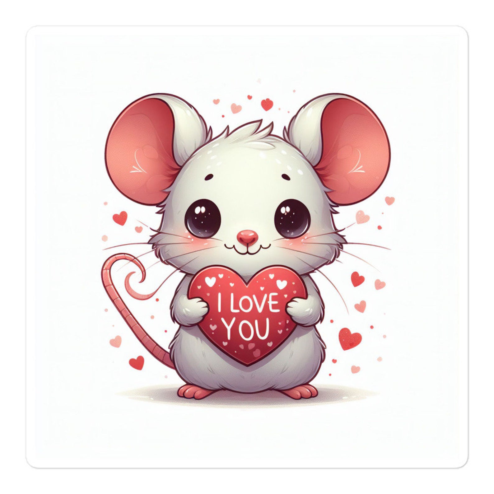 Bubble-free Stickers I Love You Mouse Valentine - Etsy