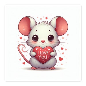 Bubble-free Stickers I Love You Mouse Valentine - Etsy