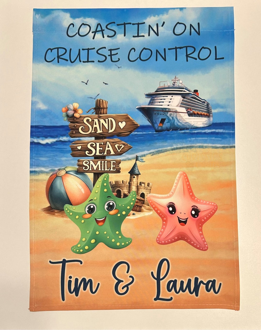 Coastin on Cruise Control Starfish Flag Sign | Personalized Cruise ...