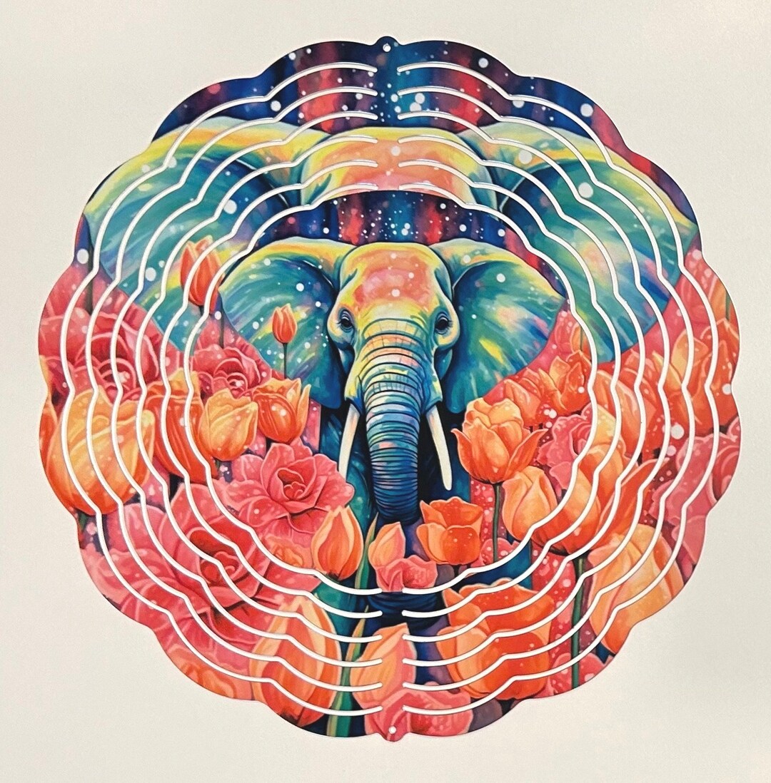 Colorful Elephant Wind Spinner | 10" Wind Spinner | 12" Wind Spinner - Etsy