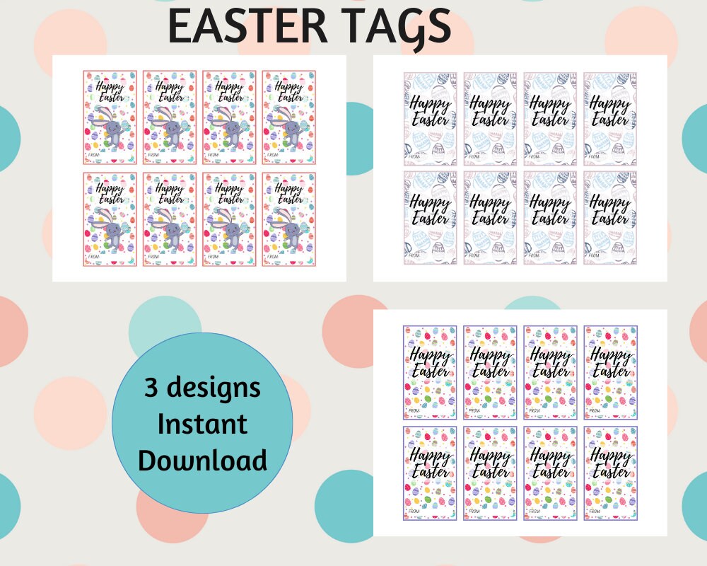 Easter Gift Tags, Printable PDF, Instant Download, Easter Printable ...
