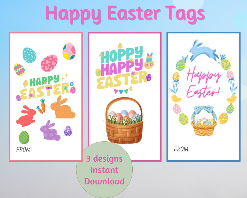 Easter Gift Tags, Printable PDF, Instant Download, Easter Printable ...