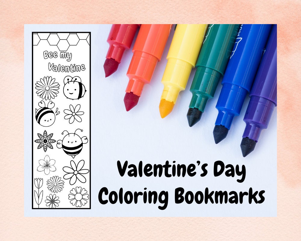 VALENTINE’S Day Coloring BOOKMARKS, Bookmarks for Kids, Printable ...