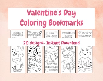 Valentine Bookish Coloring Bookmarks Printable for Adults & Kids ...