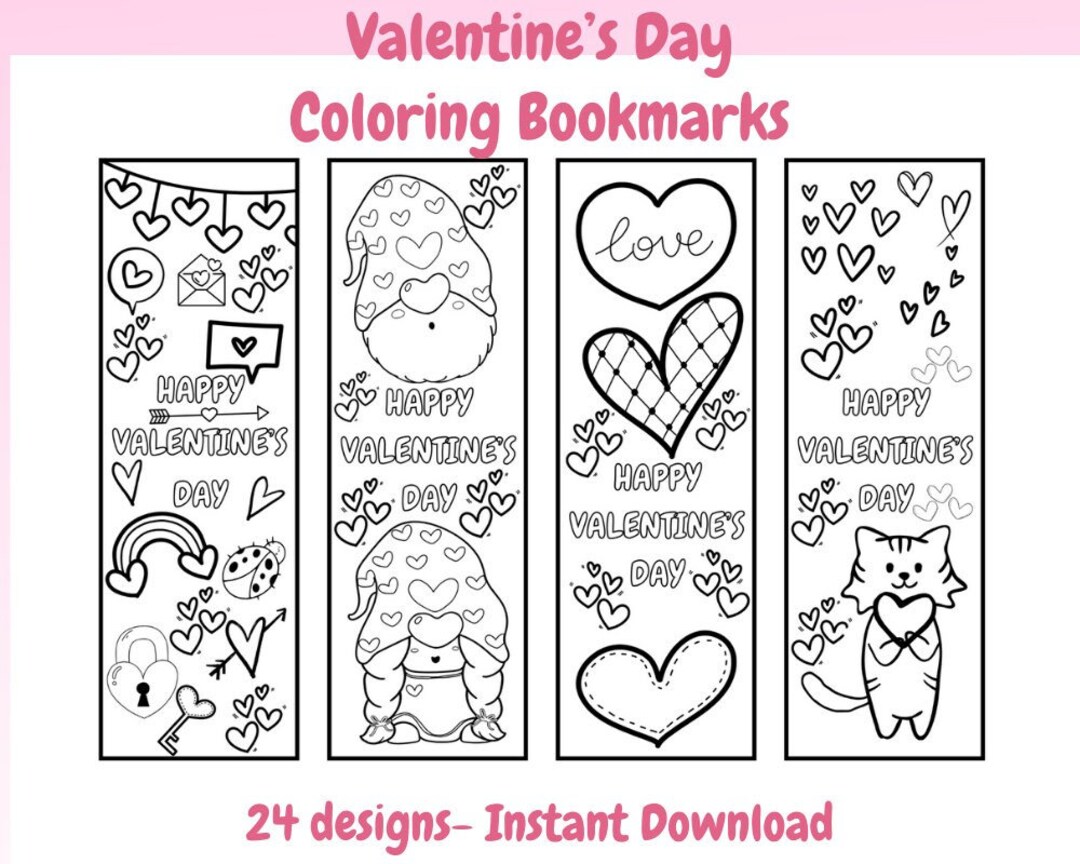 Valentine's Bookmarks, Valentine's Printable Bookmarks, Valentine ...