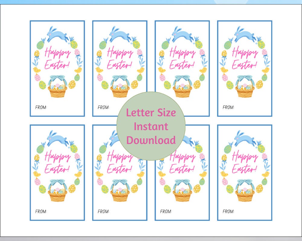 Easter Gift Tags, Printable PDF, Instant Download, Easter Printable ...